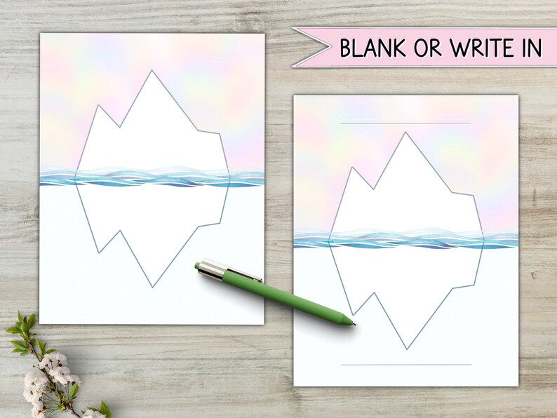 Iceberg Art Therapy Journal: Northern Lights Printable (PDF) - Etsy