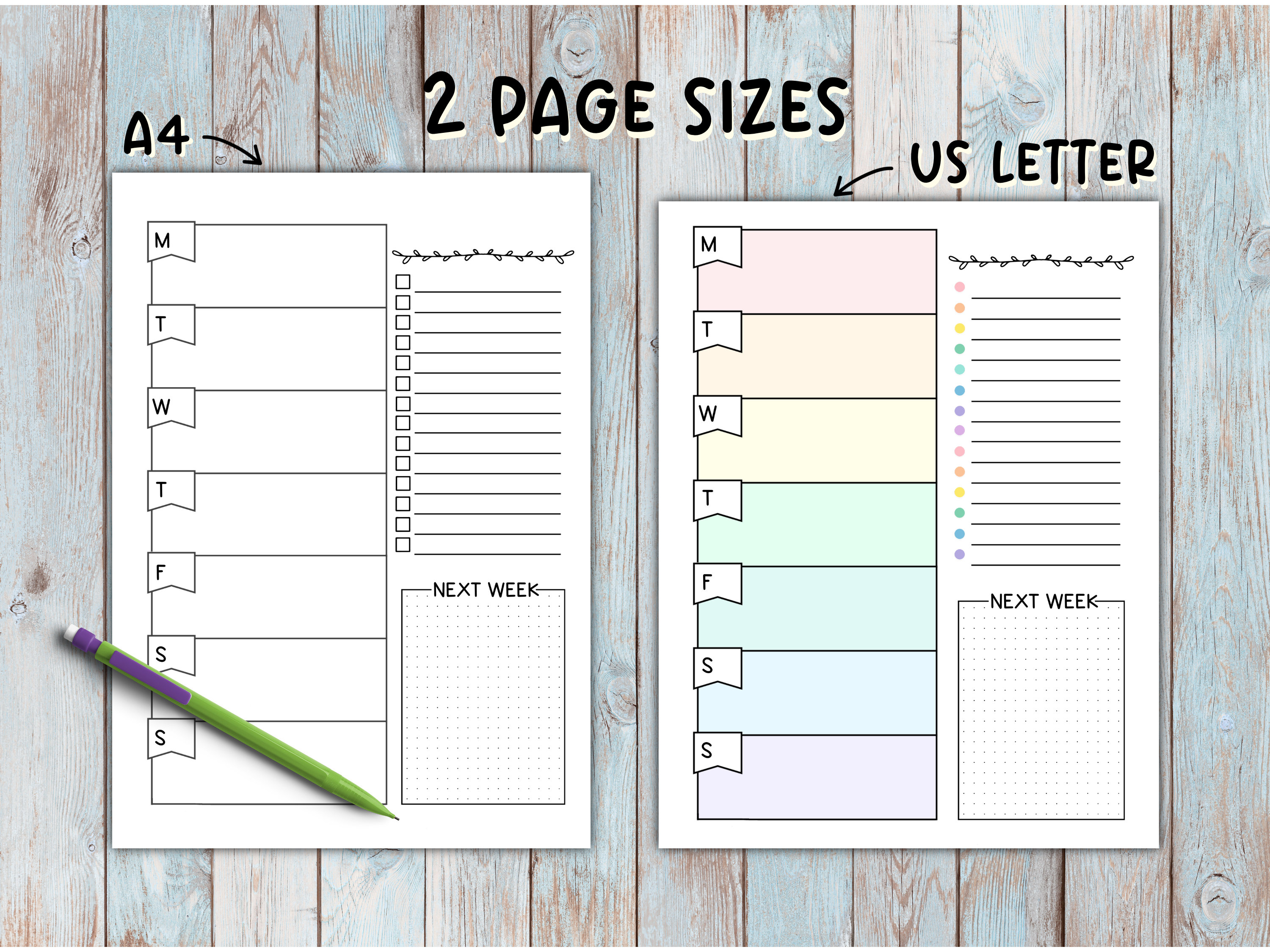 Rainbow Weekly Planner, Printable PDF, Letter Size 8.5x11, Digital ...