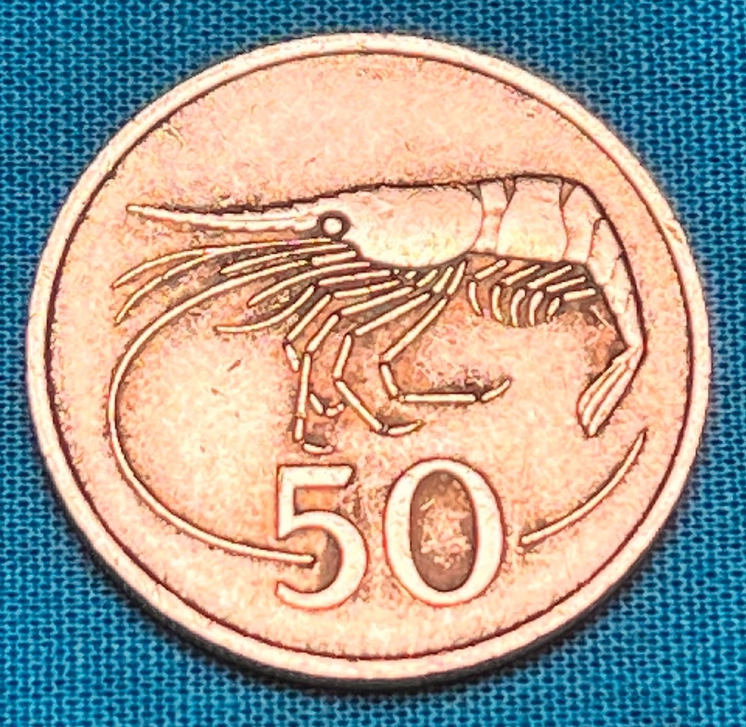 SINGLE YEAR (1981) Issue ICELANDIC 50 Aurar Coin Featuring the Shrimp ...