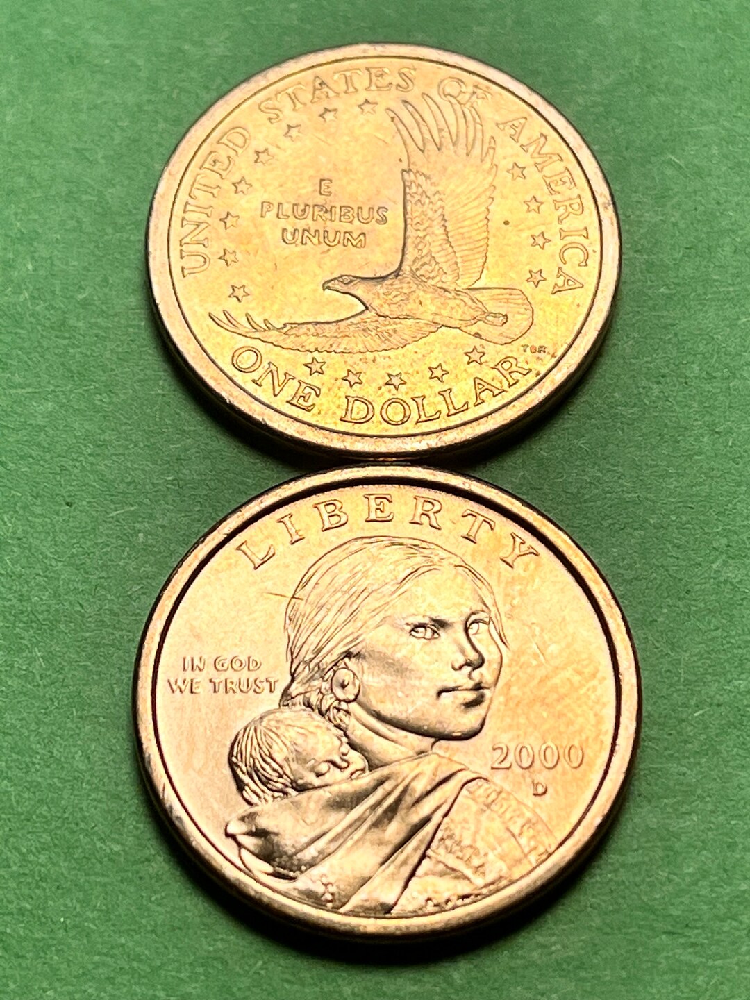 FIRST YEAR (2000) Issue (about) UNCIRCULATED Sacagawea Golden Dollar ...