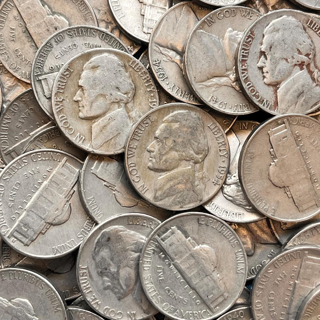 1938-1958 Old Jefferson Nickels, Lot of 5 to 40+ (full Roll With Bonus ...