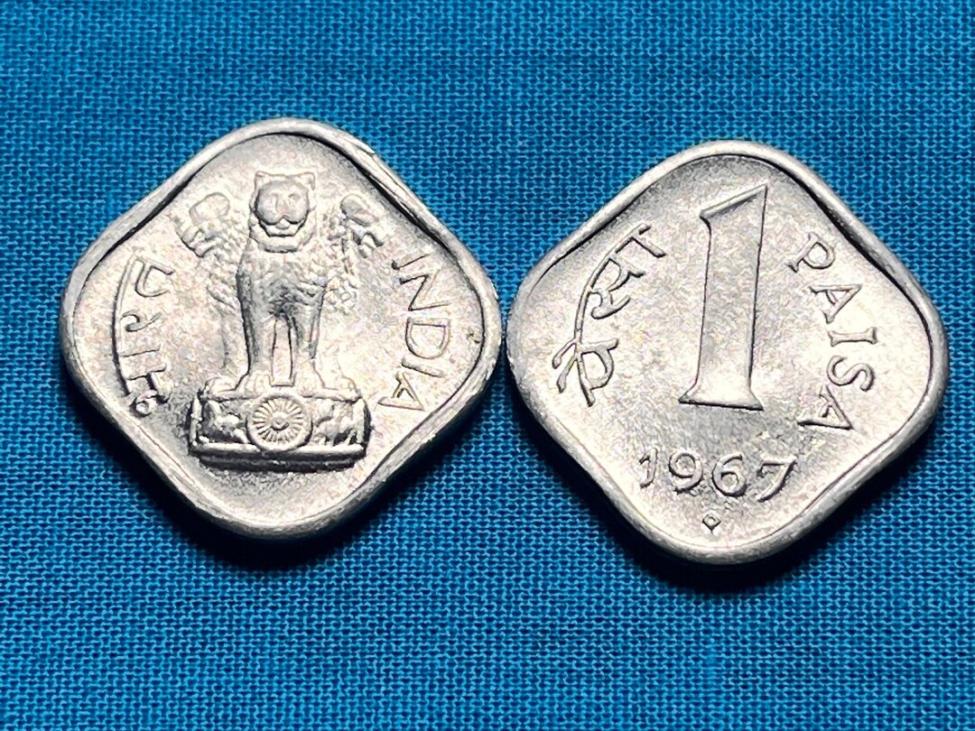 ONE Uncirculated 1967 Indian Square Paisa Coin Featuring Asoka Lion on ...