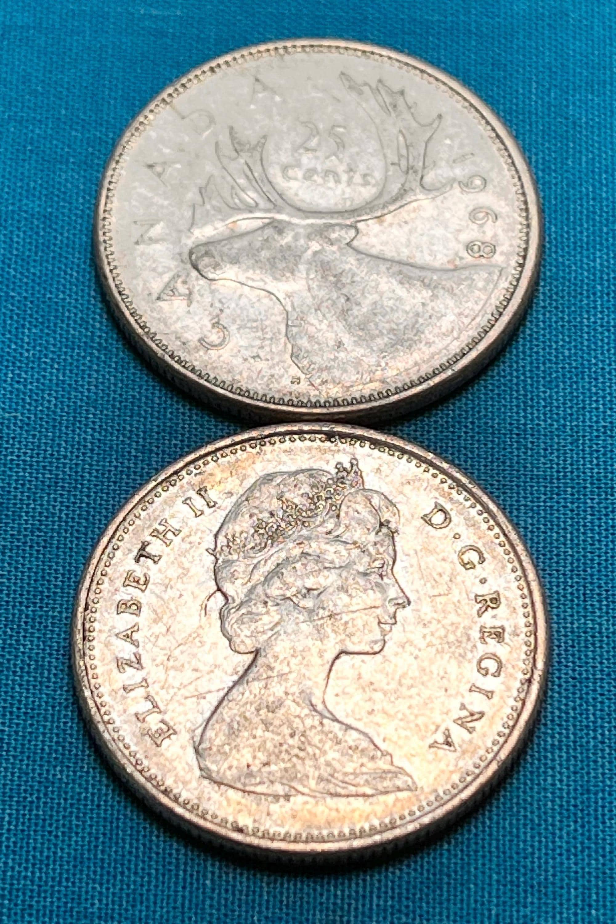 LAST Year (1968) SILVER Canadian Quarters (0.50 Fine) in Quality Grades ...