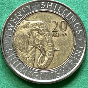 SINGLE Year Issue African ELEPHANT 20 Shilling Bimetal Kenyan Coin—high ...