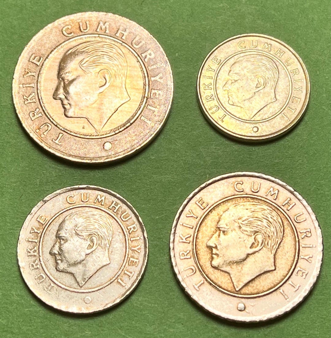 TURKISH 4-coin Set (10/25/50 Kuru & 1 Lira) With Two Optional Upgrades ...