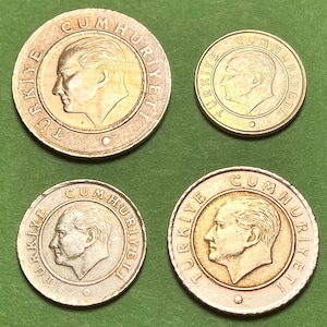 TURKISH 4-coin Set (10/25/50 Kuru & 1 Lira) With Two Optional Upgrades ...
