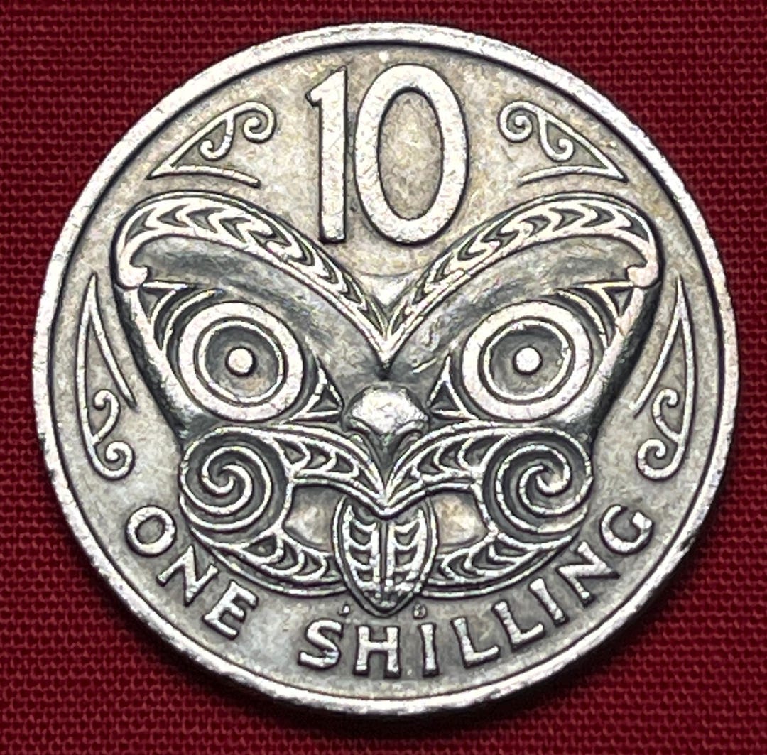 FIRST YEAR (1967) Issue New Zealand One Shilling Coin Featuring Māori ...