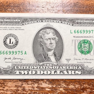 69 Special! ULTRA RARE Serial Numbered Two Dollar Bill (666 999 ...