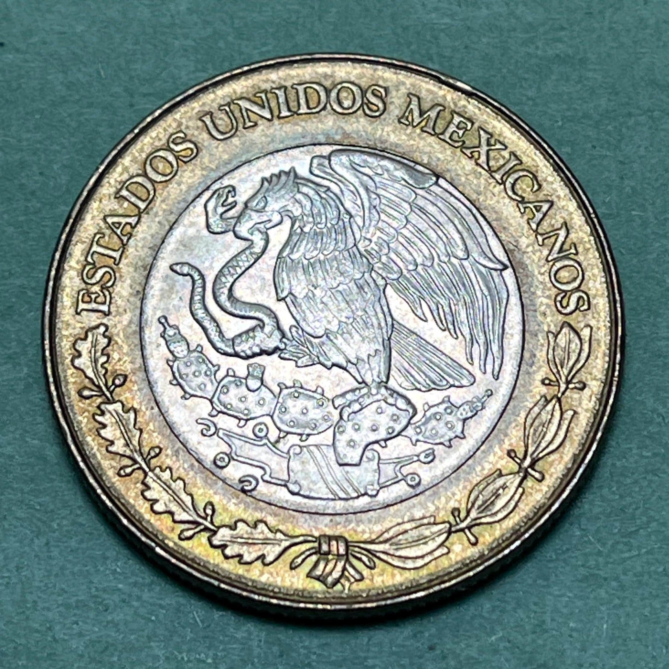 One SILVER Core Bimetal MEXICAN 10 Peso Coin Featuring FIRE Mask ...