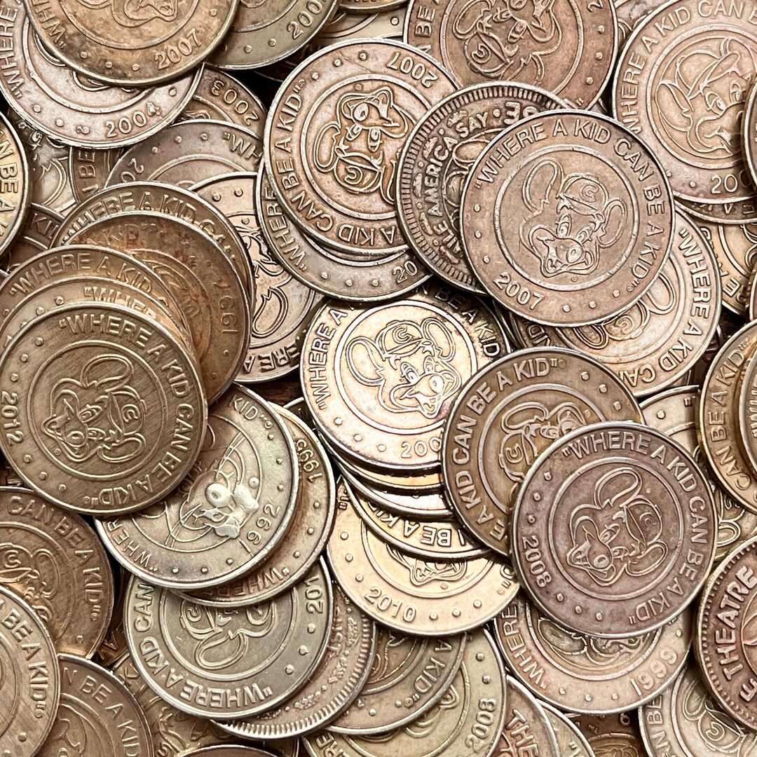 CHUCK-E-CHEESE Vintage Arcade Tokens—lots of 25 (various Years) With ...