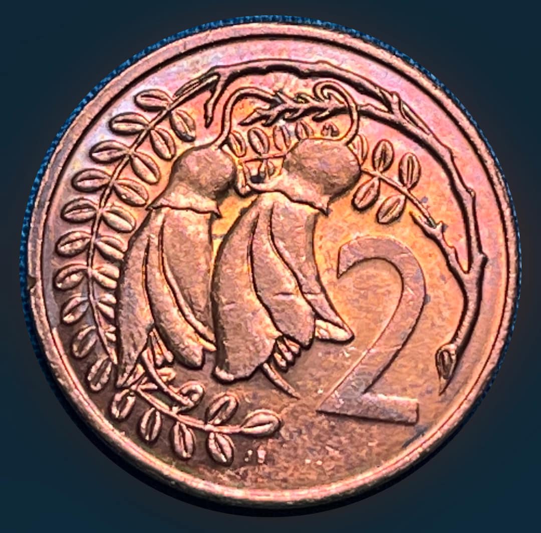 ONE Vintage (1960s-80s) New Zealand Two Cent Coin Featuring Kowhai ...