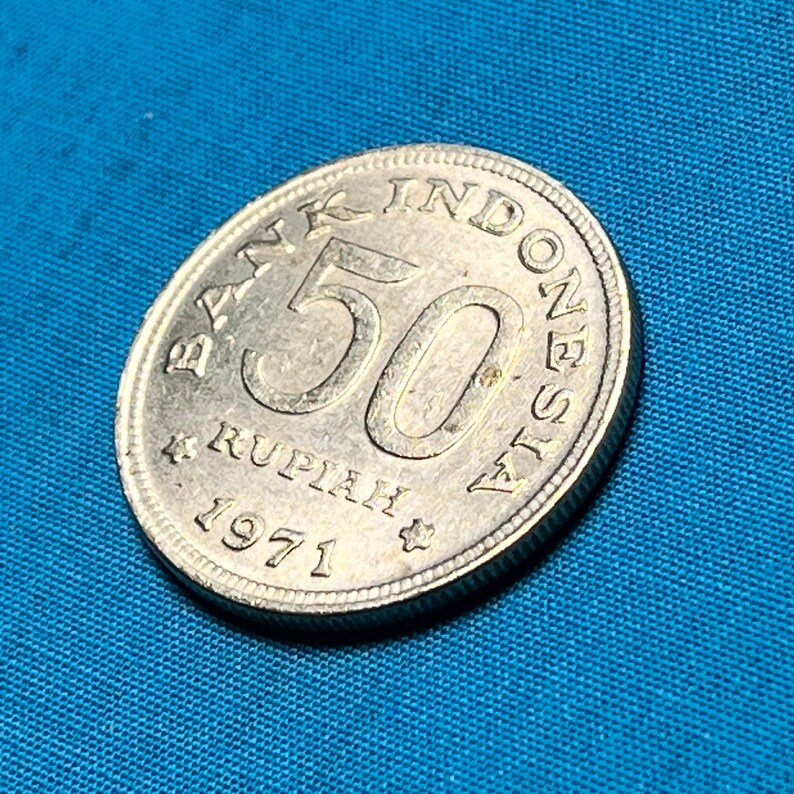 SINGLE YEAR (1971) Issue Indonesian 50 Rupiah Coin Featuring Greater ...