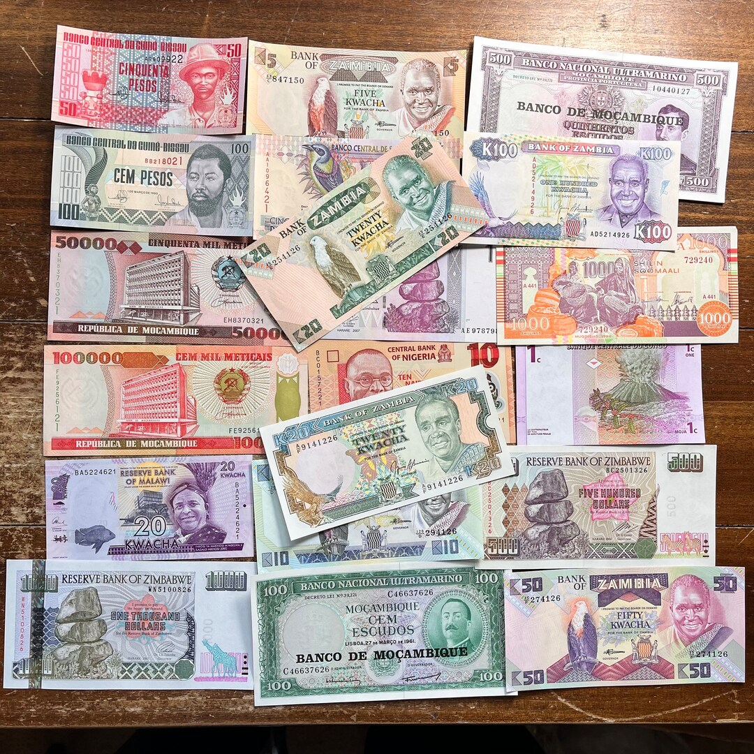 20 AFRICAN Banknotes—mint, Vintage, Collectible, Intended for ...