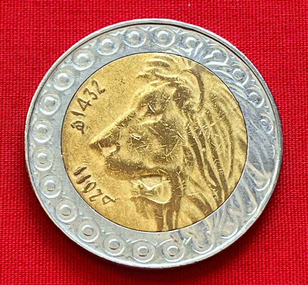 Mighty African Lion Rare/low-mintage Bimetal Algerian 20 Dinar ...