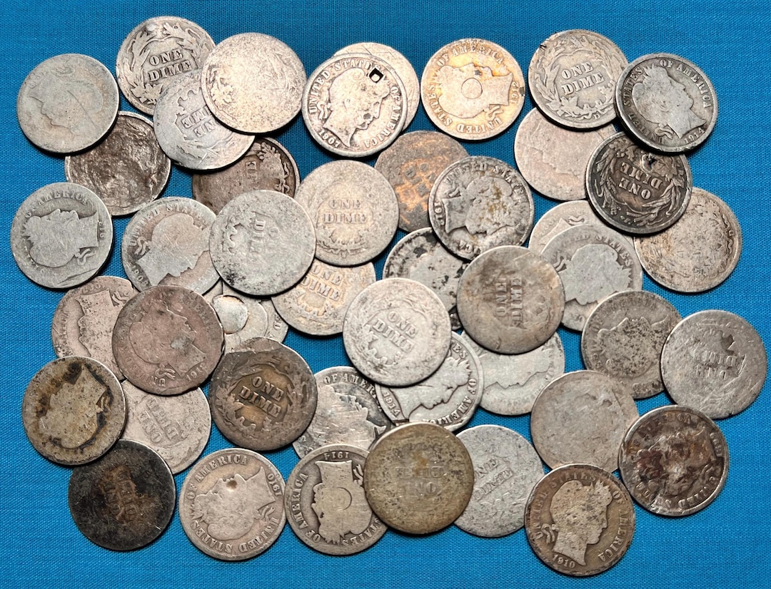 DISCOUNTED: Sets of SILVER Barber Dime “junk Silver” Culls—(see Images ...