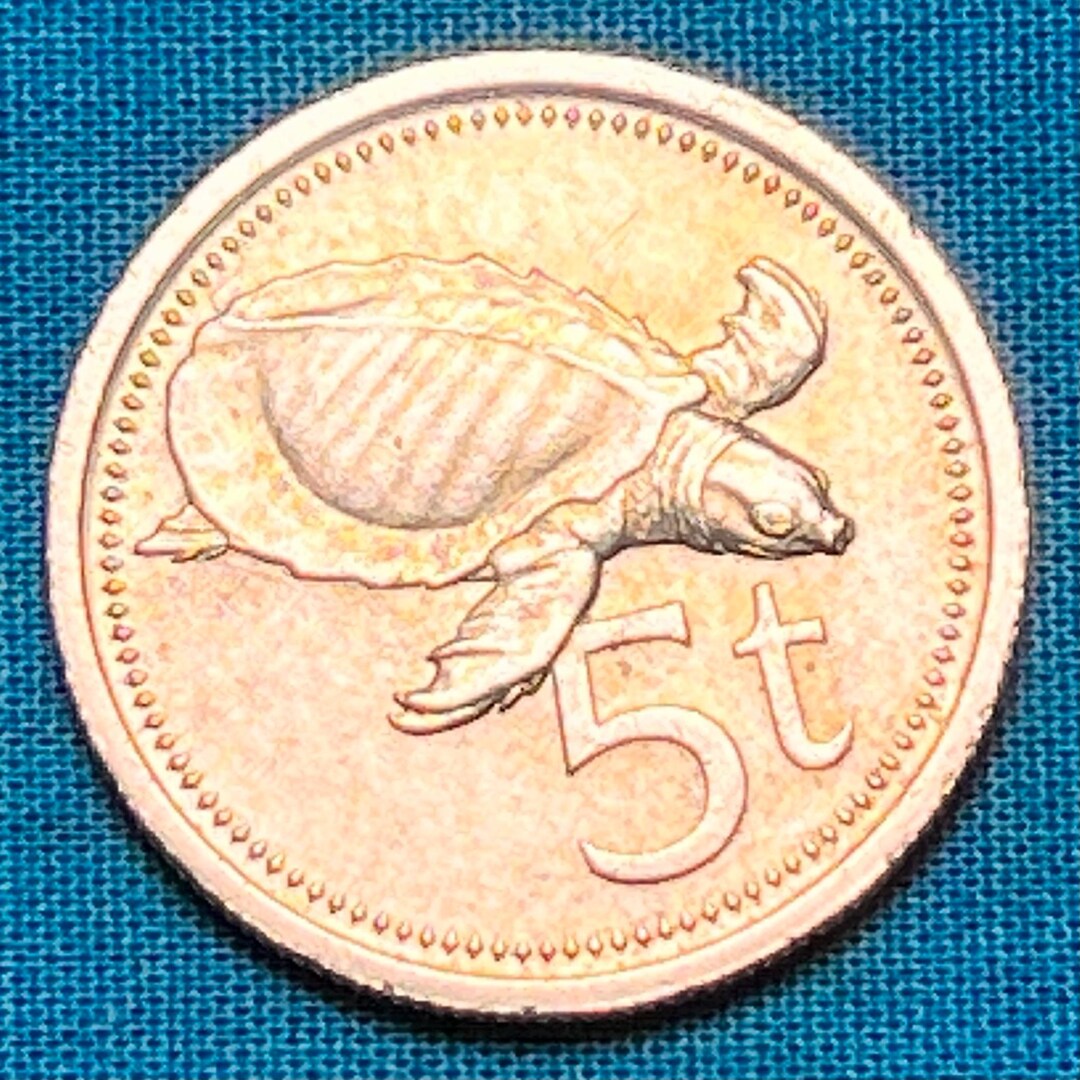 FIRST YEAR 1975 Issue Papua New Guinea 5 Toea Coin Featuring Plateless ...