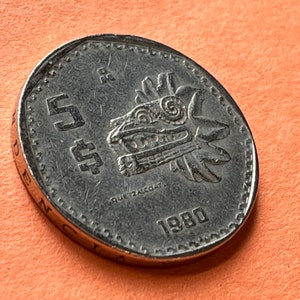 ONE First Year Mintage (1980) Rare Mexican Dragon (quetzalcoatl) Peso ...