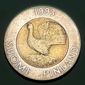 FIRST Year (1993) Issue FINNISH “turkey” Coin! 10 Markka Bimetal Coin ...