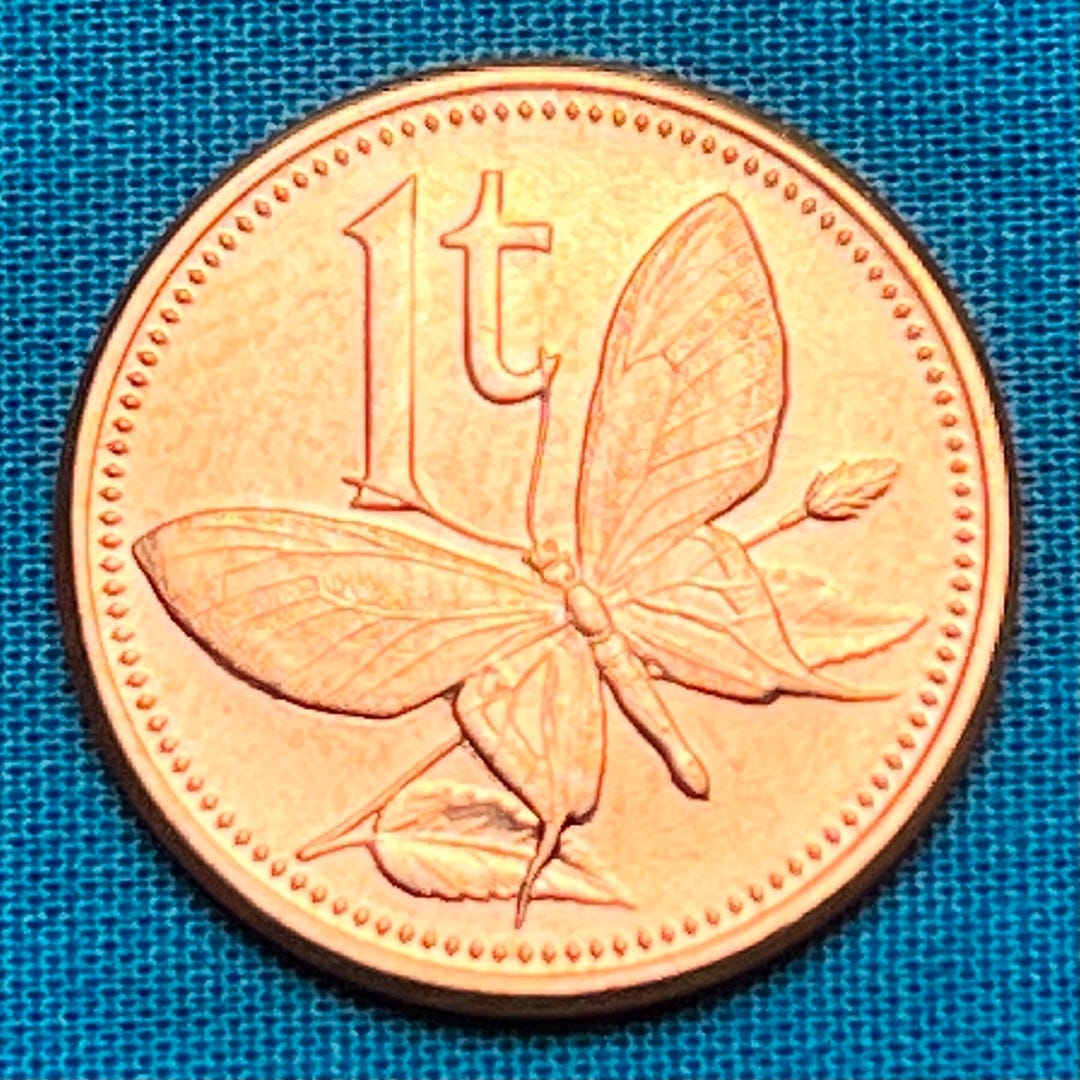 Papua New Guinea 1 Toea Bird-winged BUTTERFLY Coin (2004)—BRILLIANT ...