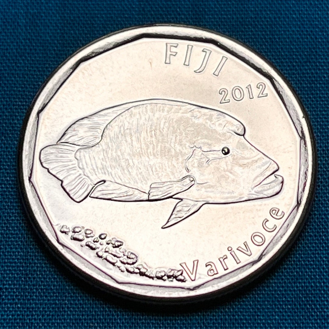 FIRST YEAR (2012) Issue Fiji 50 Cent Coin Featuring Humphead Wrasse ...