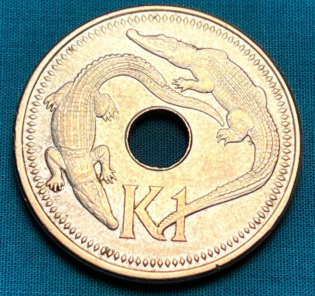 Large Papua New Guinea 1 Kina Large Holed Vintage 1975 Coin Featuring ...