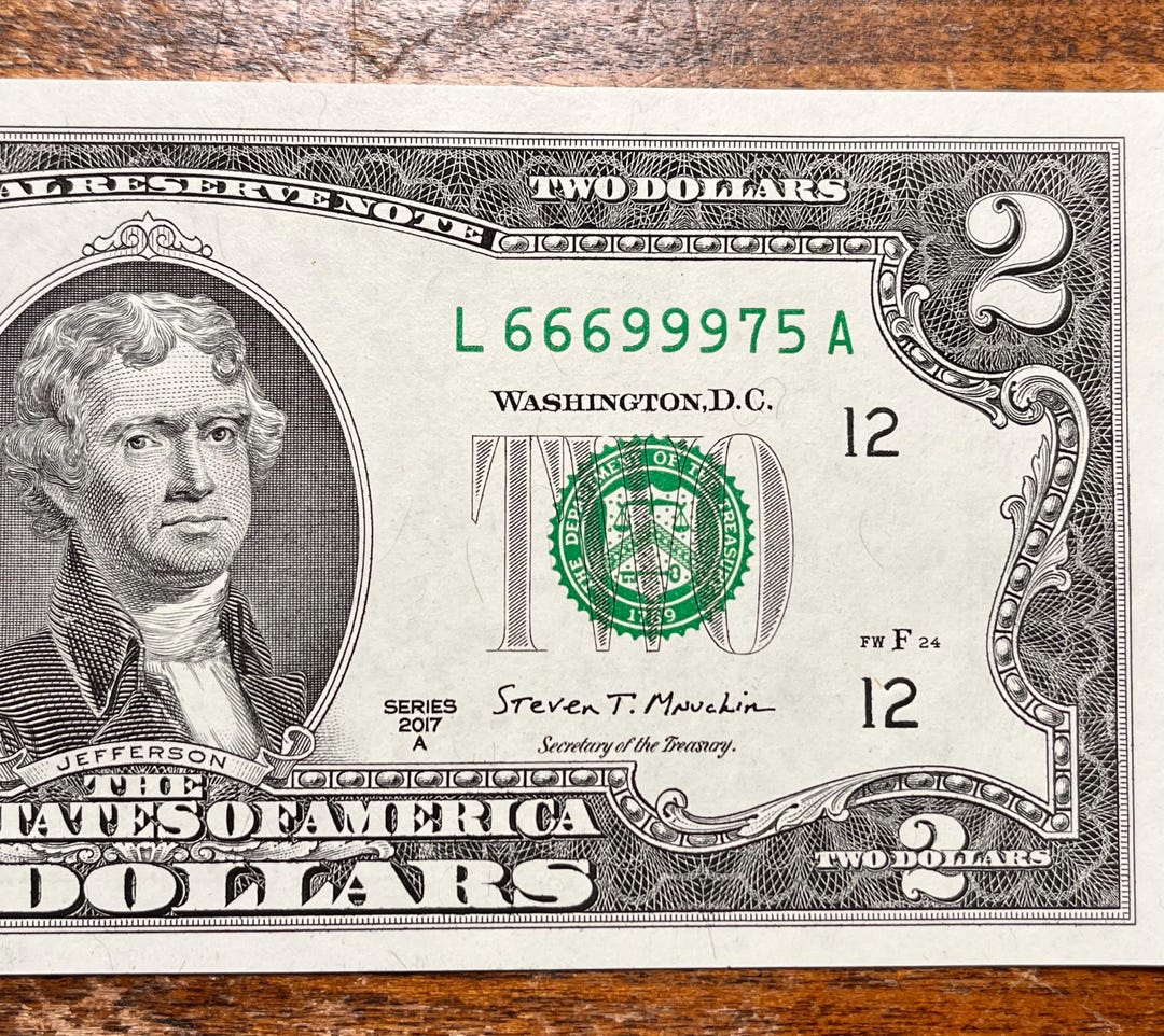 69 Special! ULTRA RARE Serial Numbered Two Dollar Bill (666 999 ...