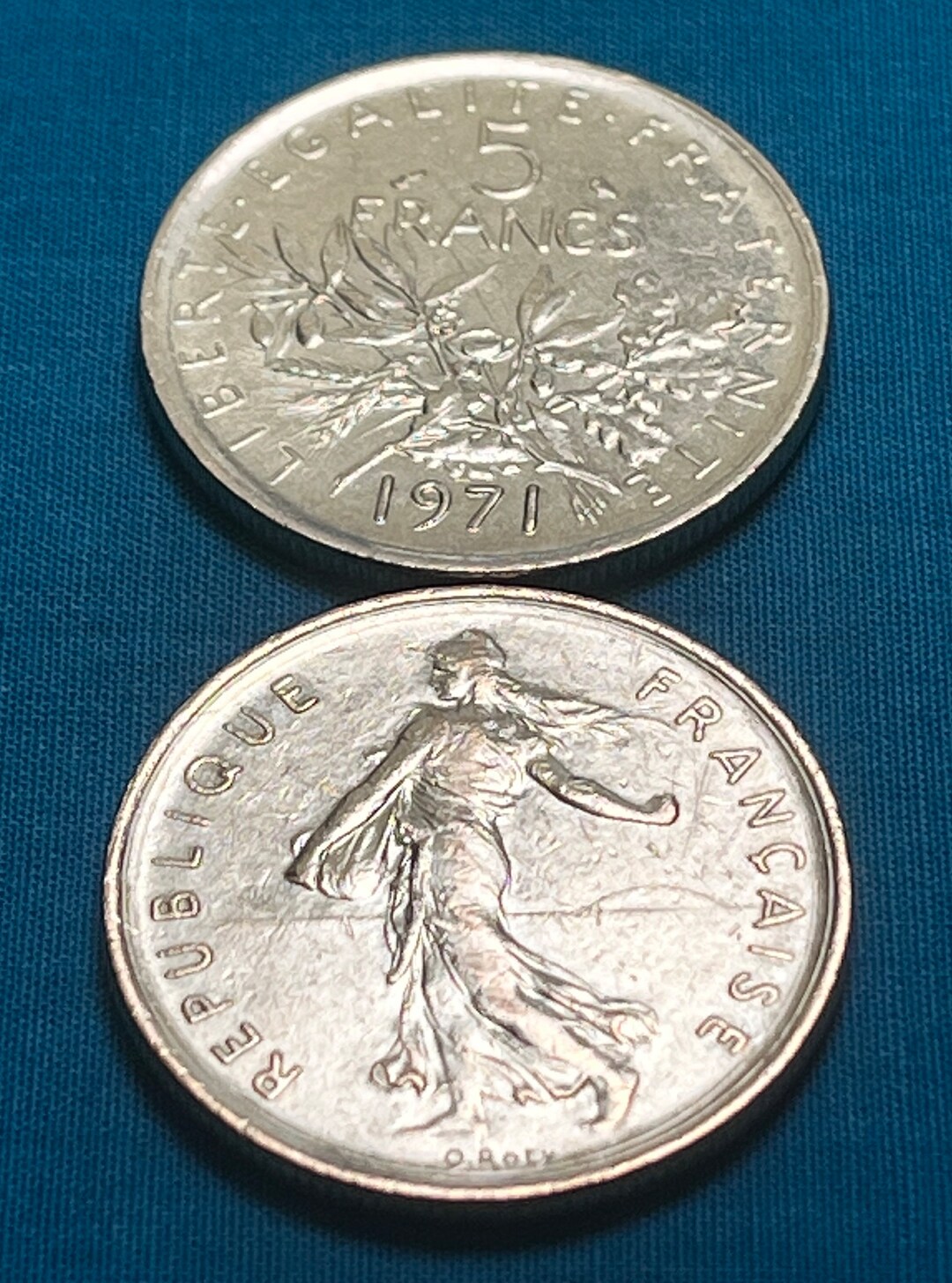 FRENCH Republic 5 New Franc 1971 Coin Featuring Seed-sowing Lady ...