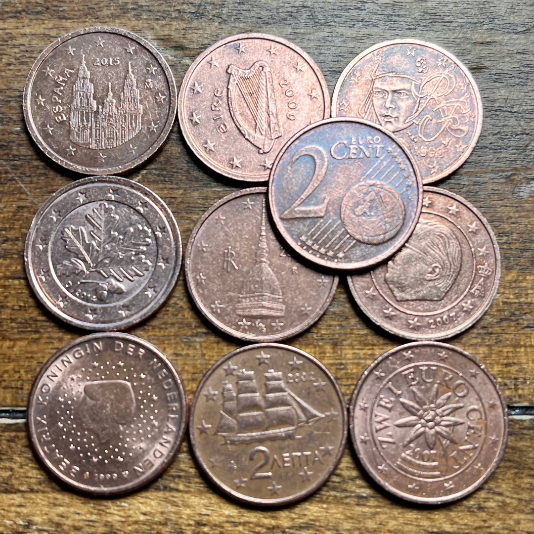 Full Roll (45) of Collectible 2 Cent Euro Coins—several Different ...