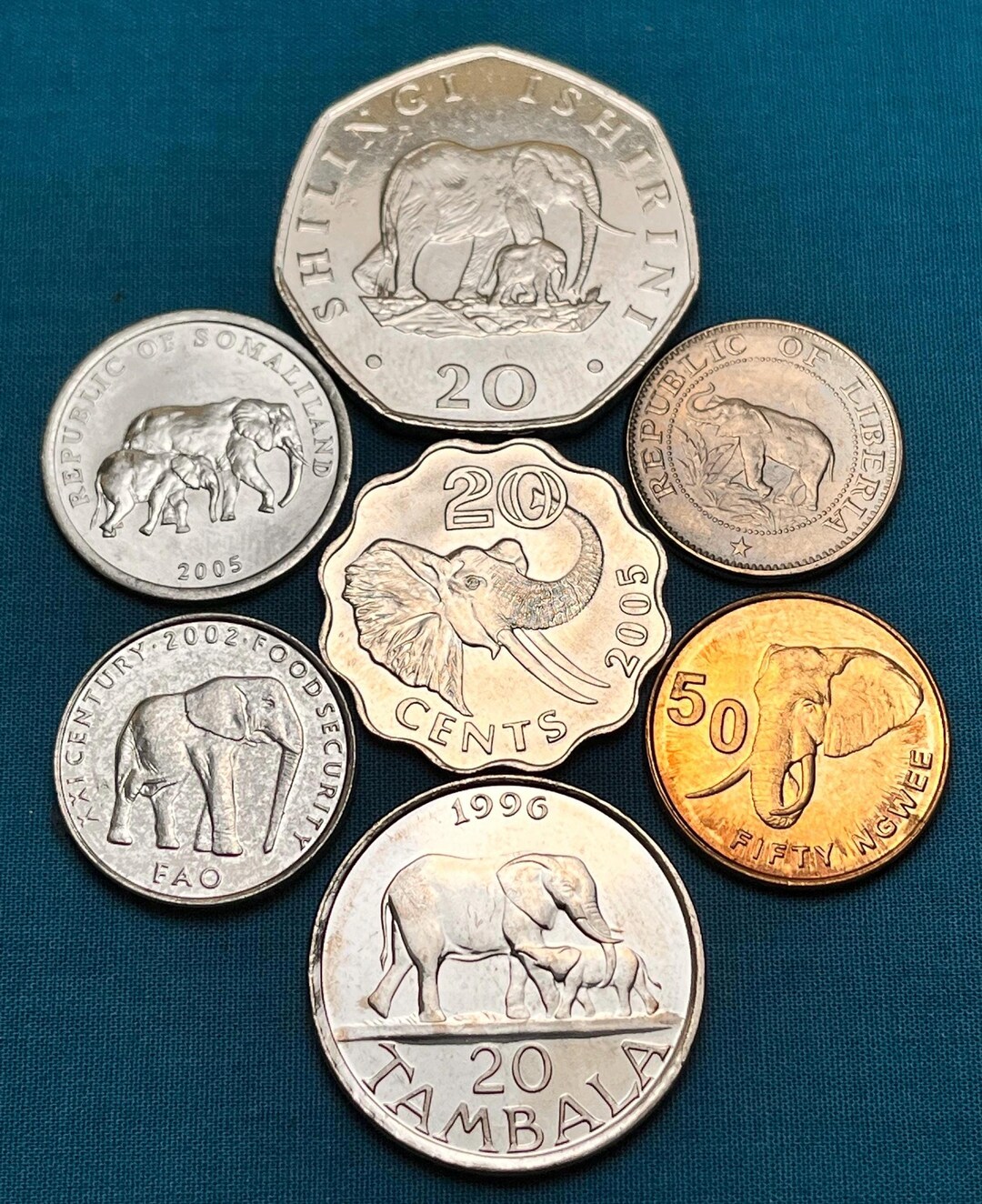 CHOOSE *1* African ELEPHANT Coin From 7 Countries (tanzania, Liberia ...