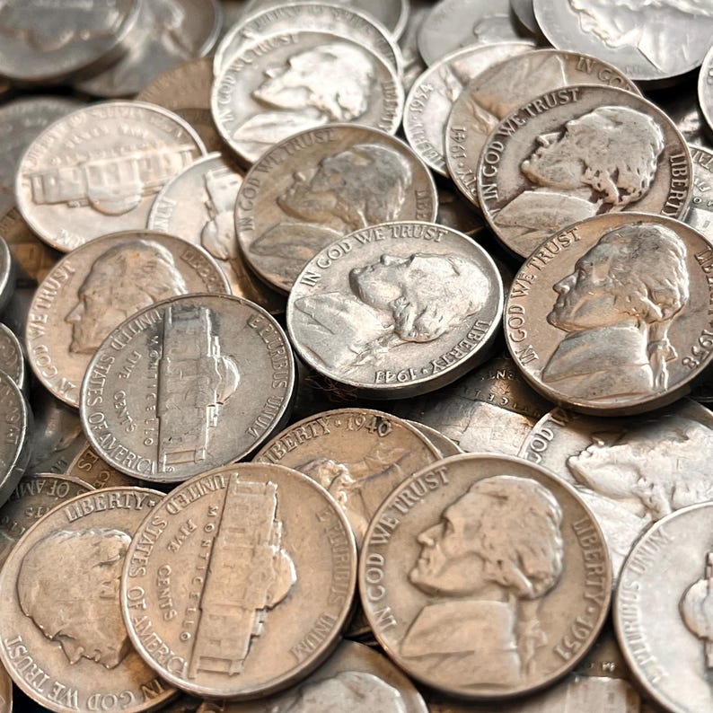 Pre-1964 (1930s-1960s) Old Jefferson Nickels, Lot of 5 to 40+ (full ...