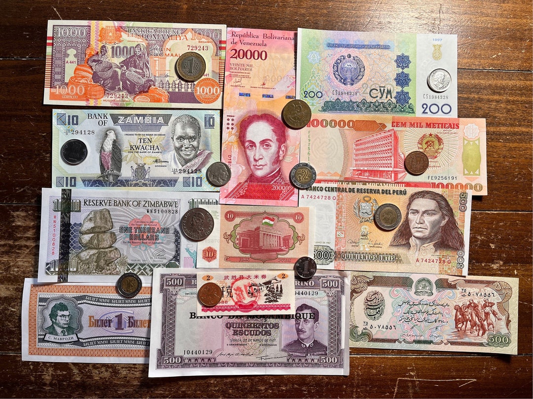 Assorted World SAMPLER—12 Each Unique COINS & BANKNOTES! - Etsy