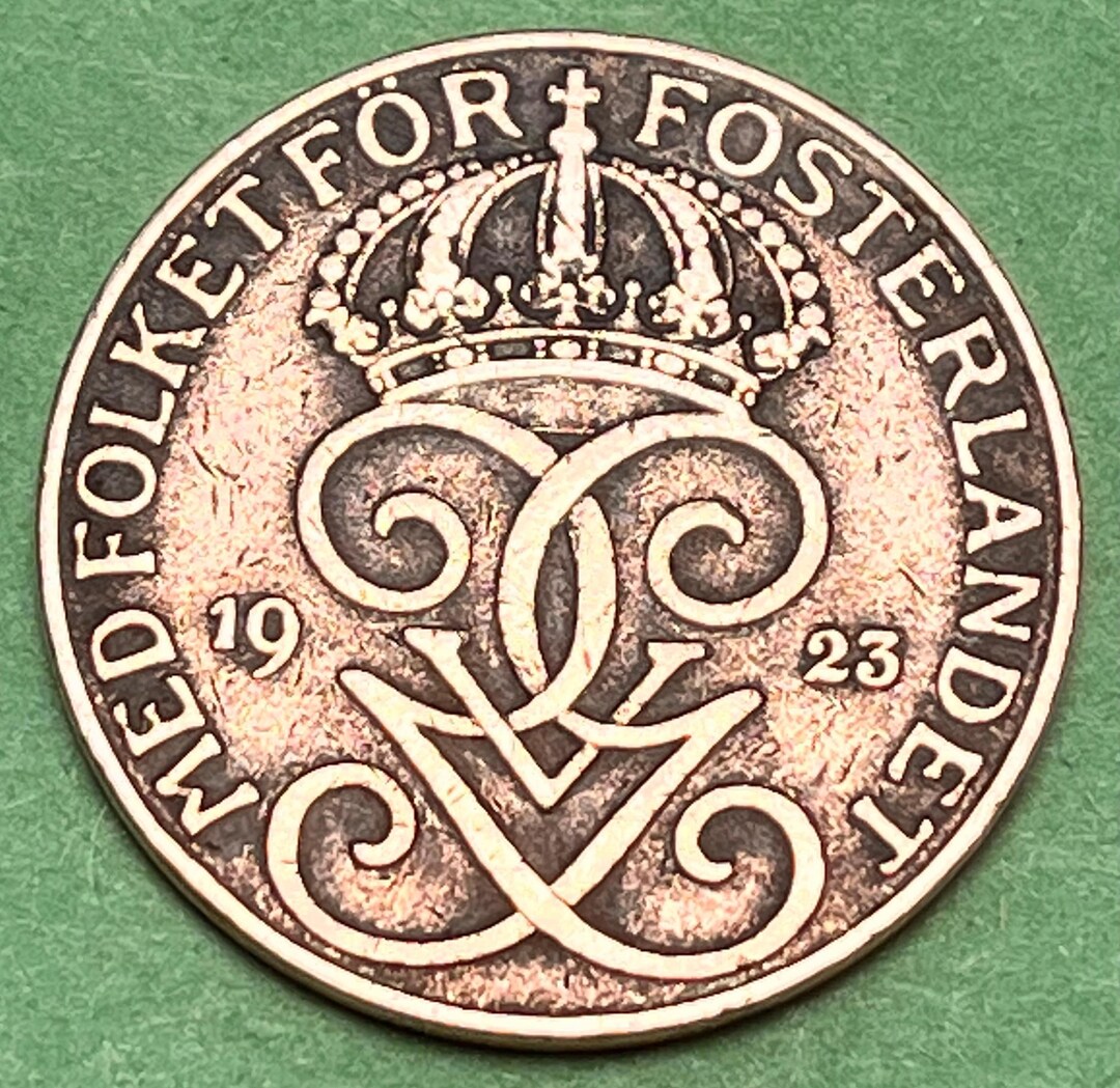 SWEDISH 2 Öre Coin 1923 Featuring Scandinavian Triple Crowns norway ...