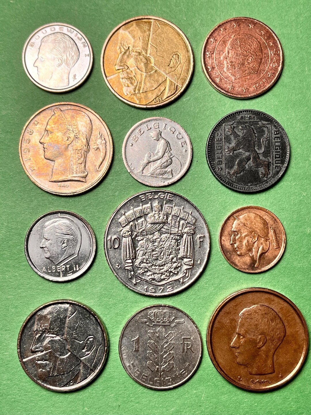 12 Unique Vintage 1920s-1990s Coin Set From Belgiumshipping Included - Etsy