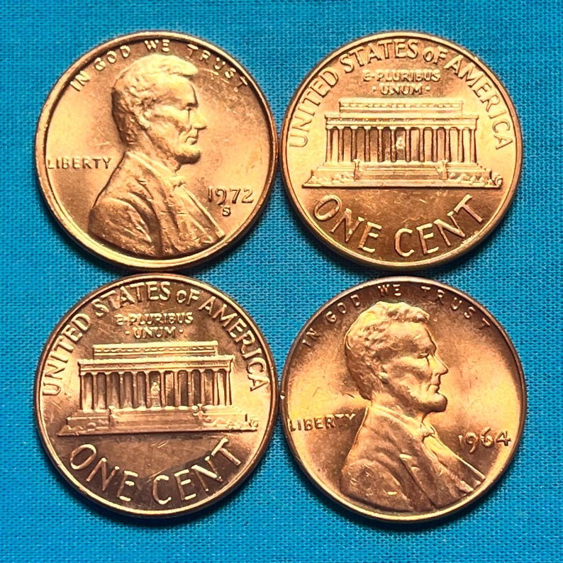 BRILLIANT, UNCIRCULATED Vintage Lincoln Copper Penn(ies) From Mint ...