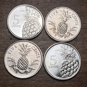 Bahamas 12 Pineapple Nickel Coins (3 Types)—shipping Included/limited ...