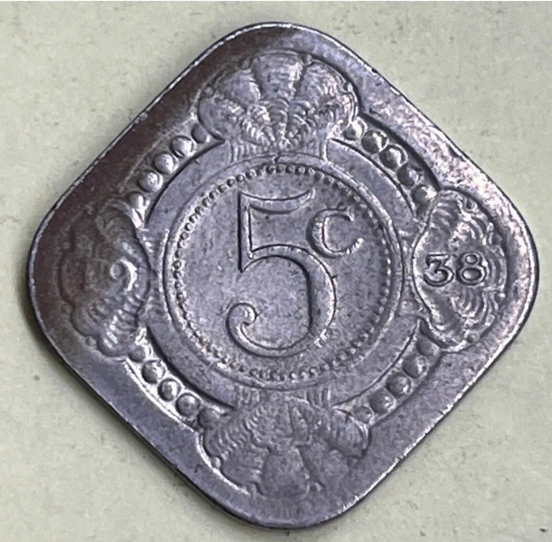 Old Rare Netherlands/dutch Antilles 5-cent Square Coin in Protective ...