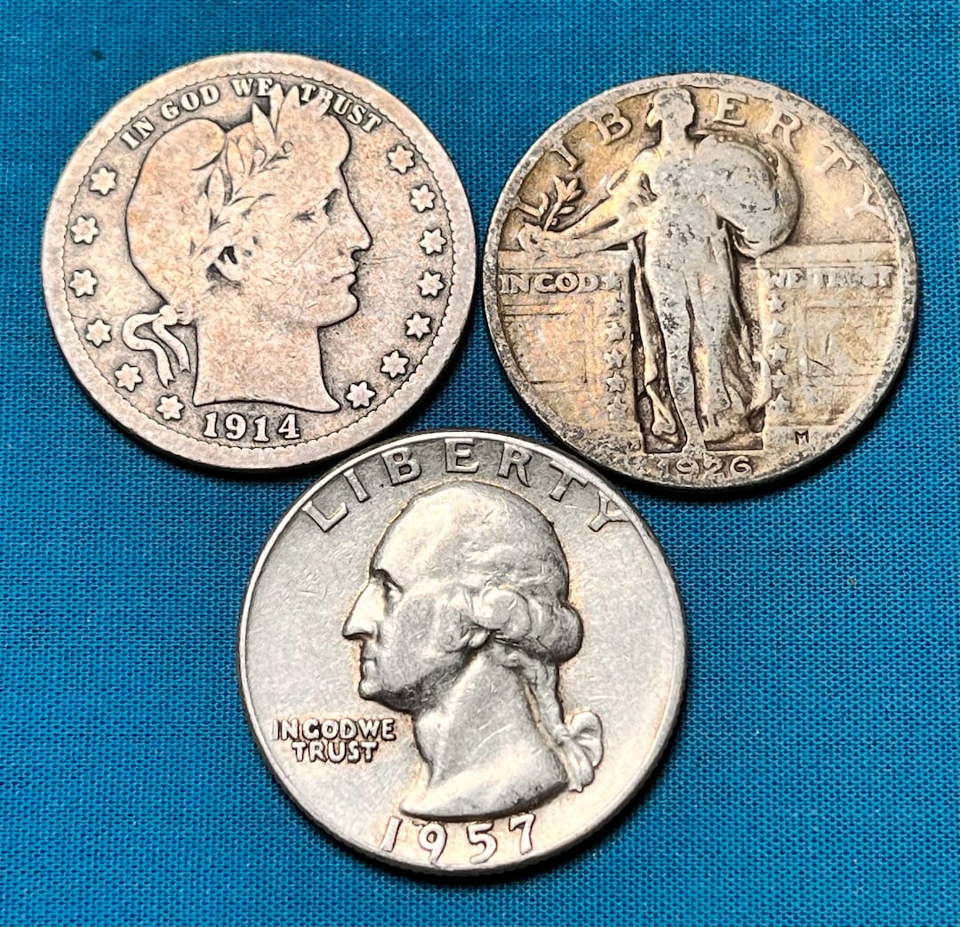 Trio of Vintage U.S. SILVER Quarters—legible Dates/limited Availability ...