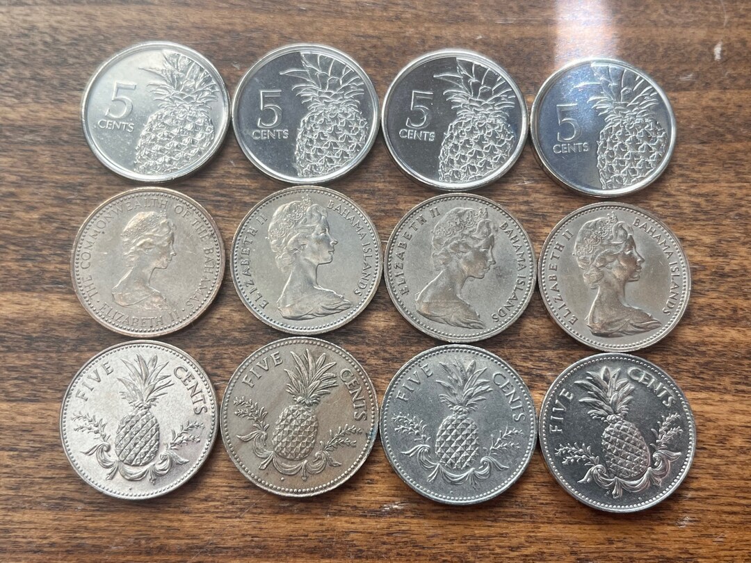 Bahamas 12 Pineapple Nickel Coins (3 Types)—shipping Included/limited ...