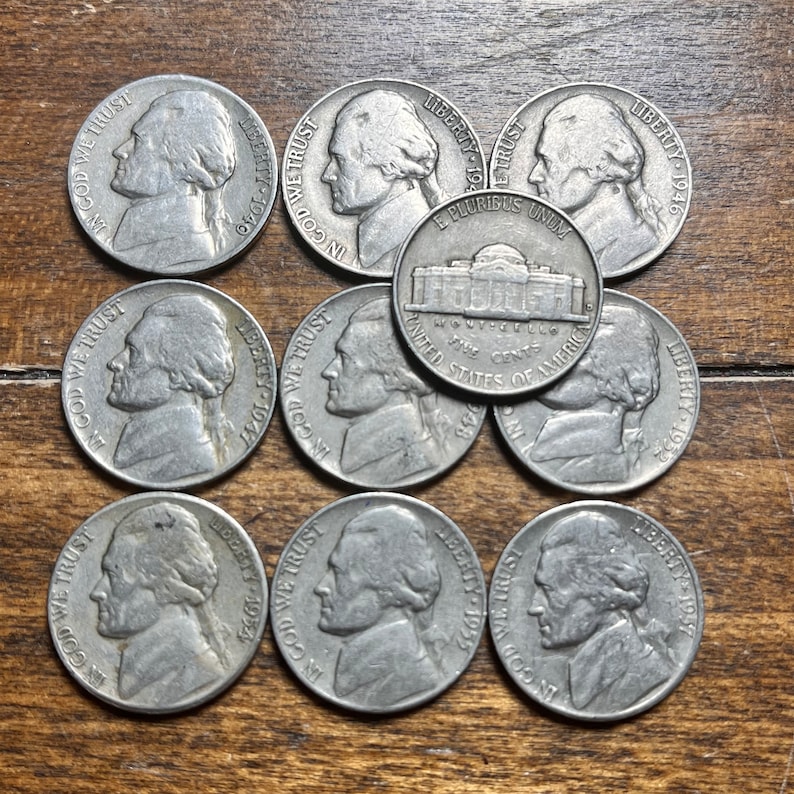 Pre-1964 (1930s-1960s) Old Jefferson Nickels, Lot of 5 to 40+ (full ...