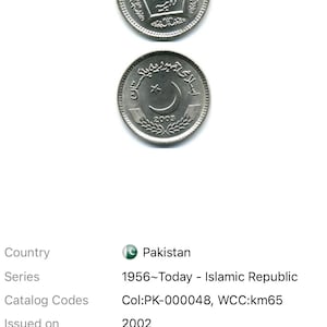 One PAKASTAN 5 Rupee Coin Featuring Pentagram and Urdu—limited ...