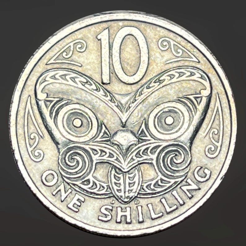 FIRST YEAR (1967) Issue New Zealand One Shilling Coin Featuring Māori ...