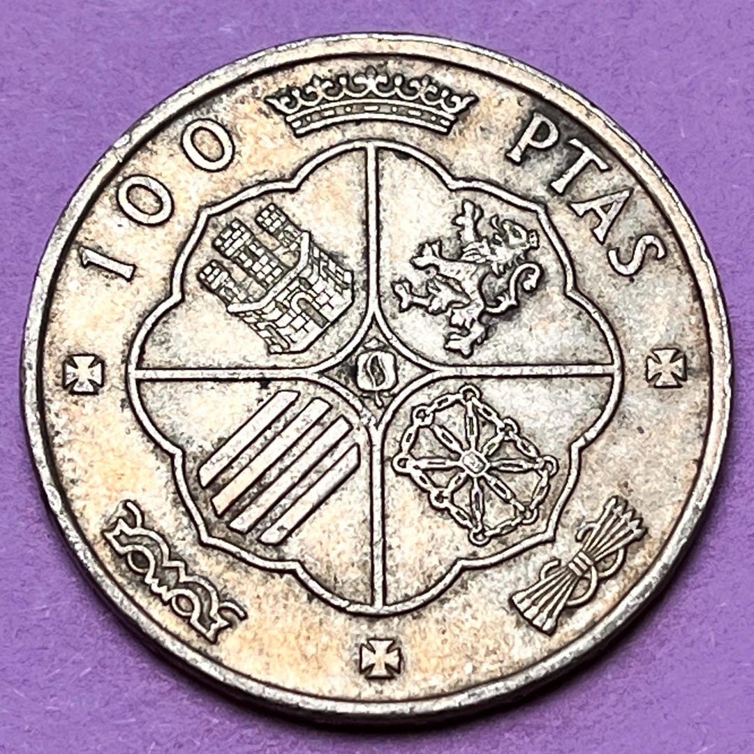 SILVER First Year Issue (1966) SPANISH 100 Pesetas Large Coin Featuring ...