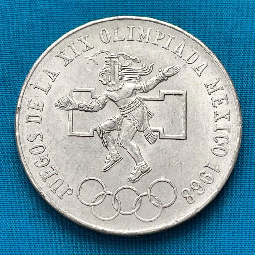 SILVER UNCIRCULATED Mexican Olympics Commemorative, Single Year Issue ...