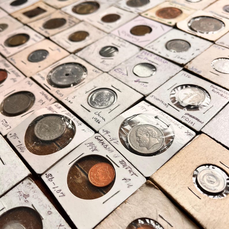 BULK Lot of Random, VINTAGE, Carded/labeled World Coins—different ...
