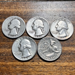 5 Decade SILVER and BICENTENNIAL Washington Quarter Commemorative ...
