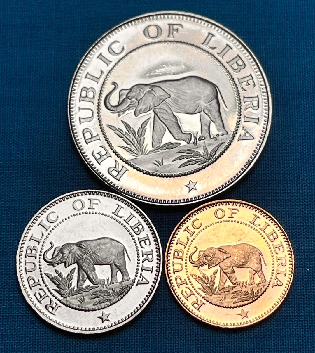 Liberian 3-coin PROOF Coin Set Featuring the AFRICAN Elephant—low ...