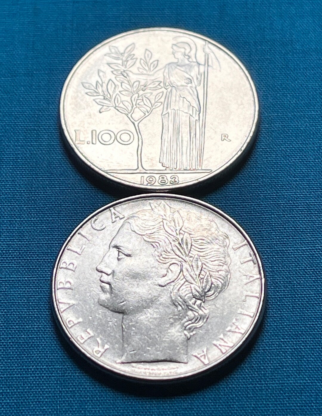 ONE Vintage Standing ROMAN GODDESS of Wisdom Minerva Italian 100 Lire ...