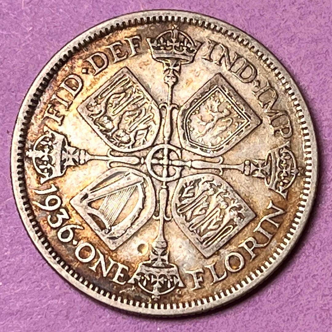 SILVER British Florin Coin Featuring King George V—LAST Year (1936 ...