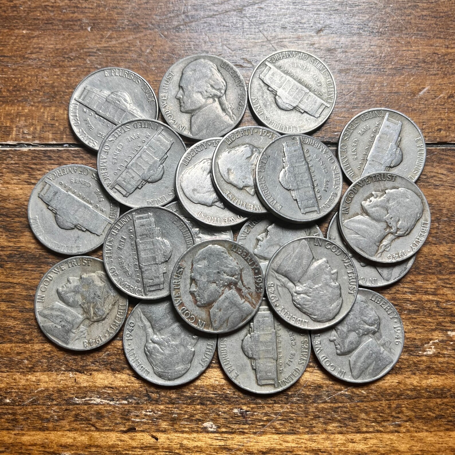 Pre-1964 (1930s-1960s) Old Jefferson Nickels, Lot of 5 to 40+ (full ...