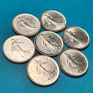 FRENCH Republic 5 New Franc 7 Coin Set Featuring Seed-sowing Lady ...